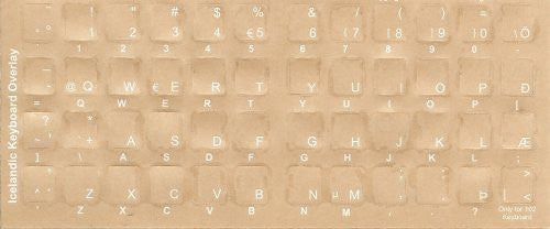 Autocollants pour clavier islandais - Étiquettes - Superpositions avec