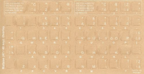 Maltese Keyboard Stickers - Labels - Overlays with White Characters