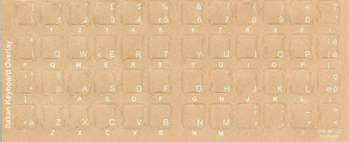 Italian Keyboard Stickers - Labels - Overlays with White Characters fo